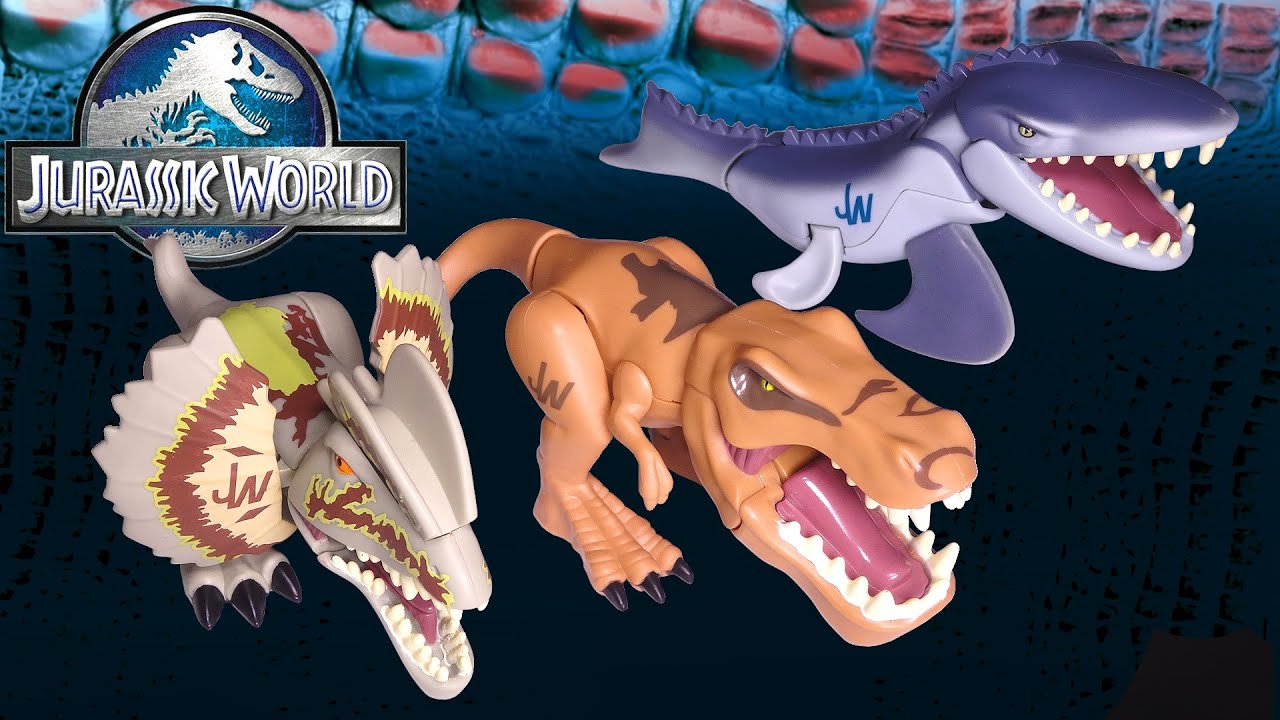 Opening 3 Jurassic World CHOMPERS: T-rex, Mosasaurus, Dilophosaurs ...