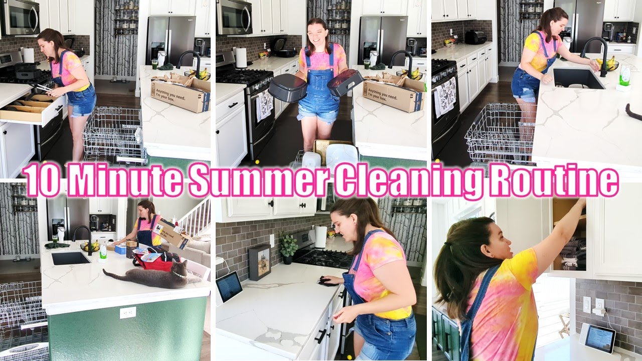 10 Minute Summer Kitchen Cleaning Routine - 4 Easy Steps - YouTube
