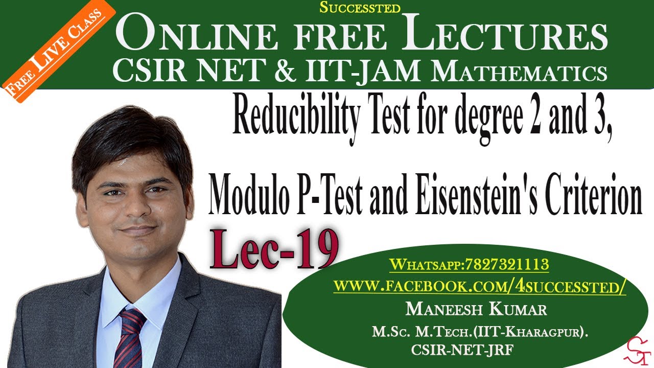 #19 | Reducibility Test for degree 2 and 3, Modulo P-Test and ...