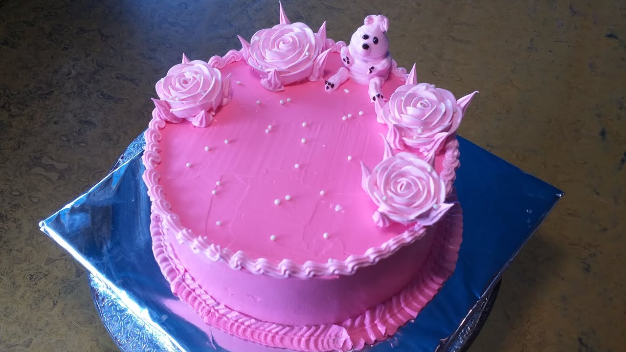 So simple pink teddy cake design || Cake ideas - YouTube