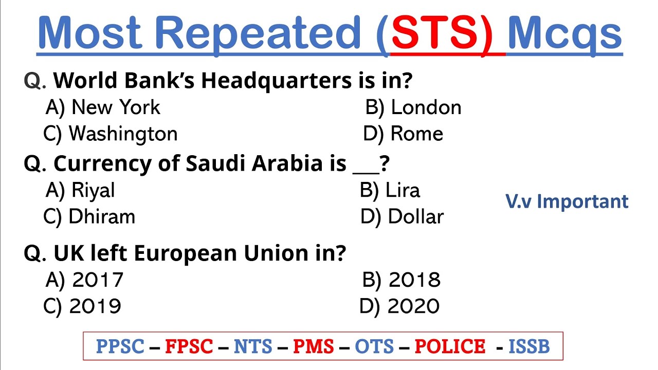 STS (Sindh Testing Service) Past Papers MCQs | iba sts 5 to 15 past ...