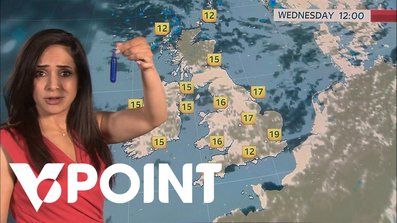 Sky weather presenter gives forecast with tampon - #JustATampon - YouTube