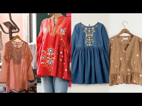 Most beautiful hand embroidered tops /hurmich , Sindhi embroidery - YouTube