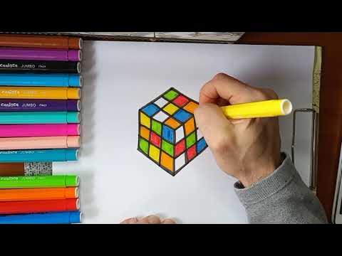 Como dibujar un Cubo de Rubik muy facil - How to draw a Rubik's Cube very easy - YouTube