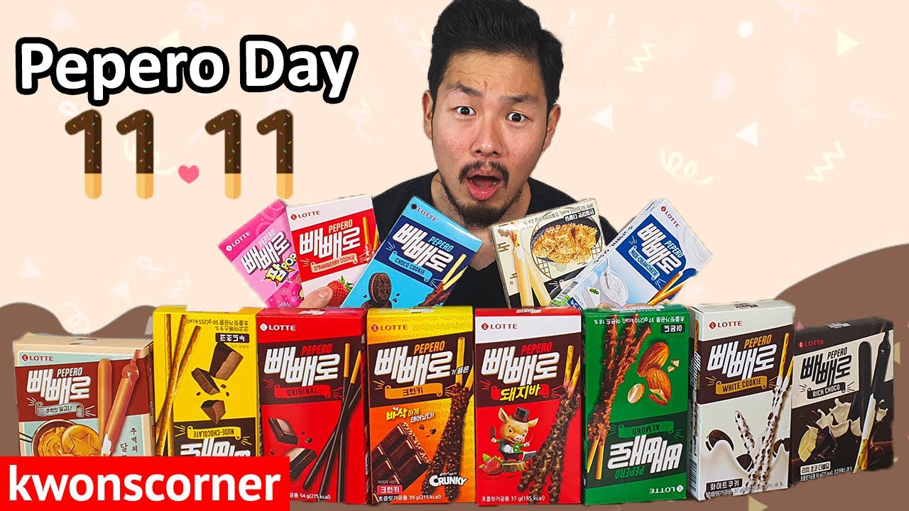 Trying Every Pepero Flavor! | Pepero Day in Korea - YouTube