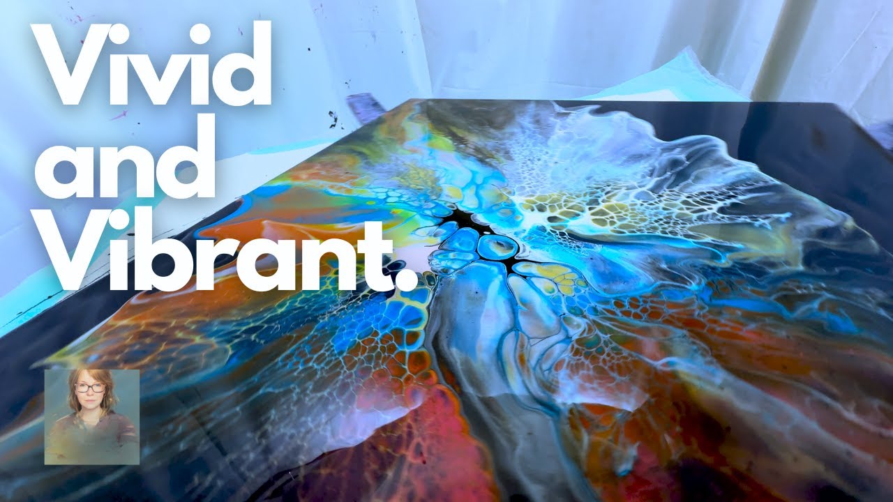 VIVID Acrylic Pour on a DARK Base ~ Fluid Art 307 - YouTube