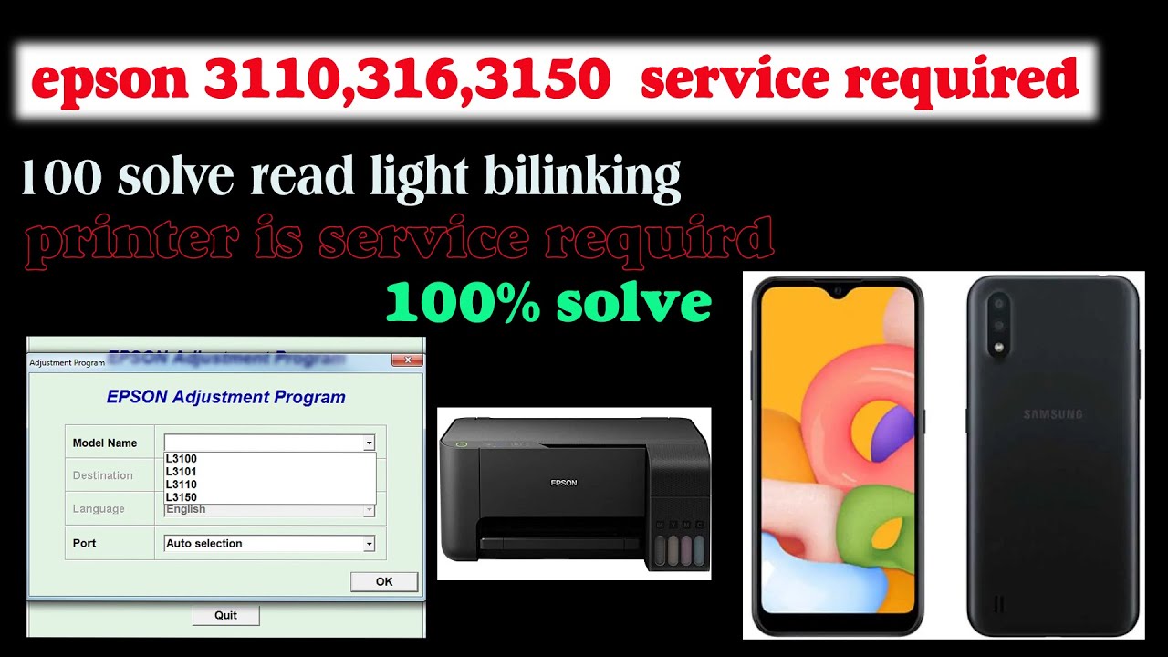 How to solve printer Service Required Fix Free | Epson L3110 Red Light ...