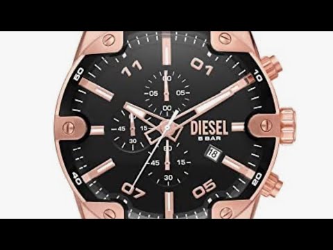 Unboxing Diesel Spiked Chronograph Watch DZ4607 Black-Rose Gold Black ...
