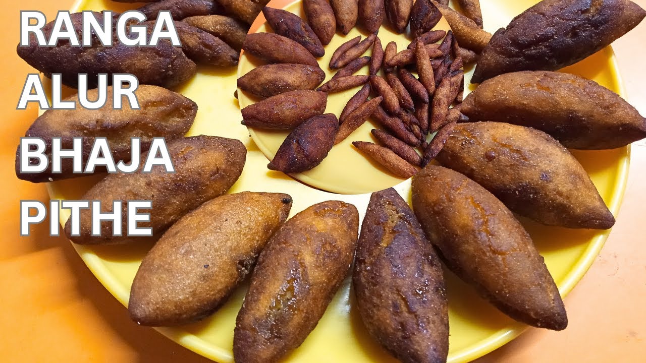 Bengali Ranga Alur Pithe Recipe | Khasta Sweet Potato Pitha | Bhaja ...