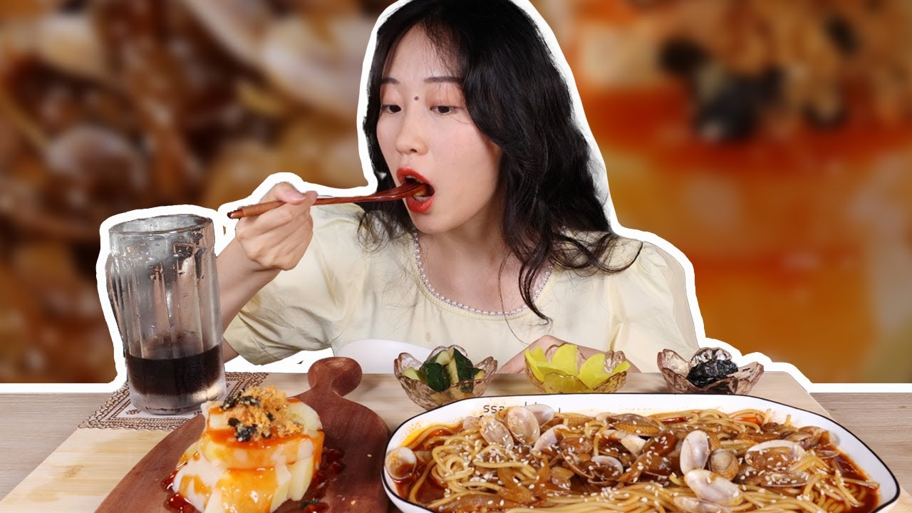 SUB)Mukbang/seafood pasta/eating with Laura/ASMR Eating/EATING SOUNDS ...