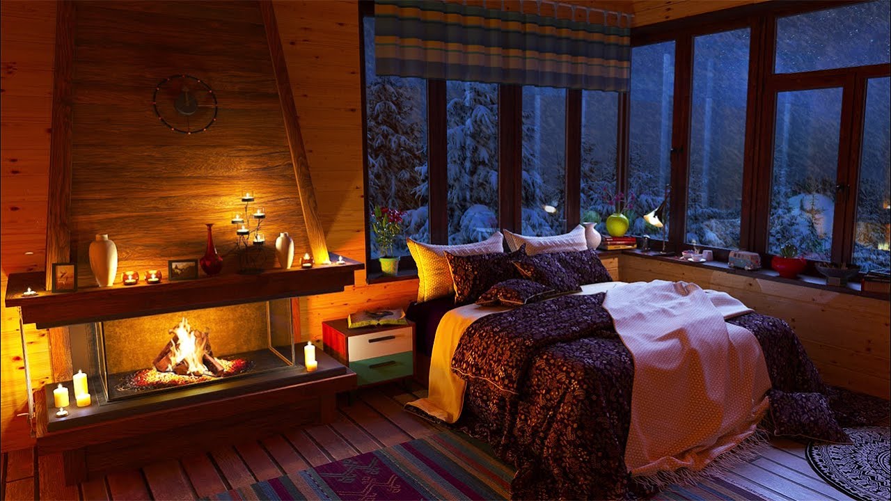 8 hours of sleep in the Cozy Winter Cabin - YouTube