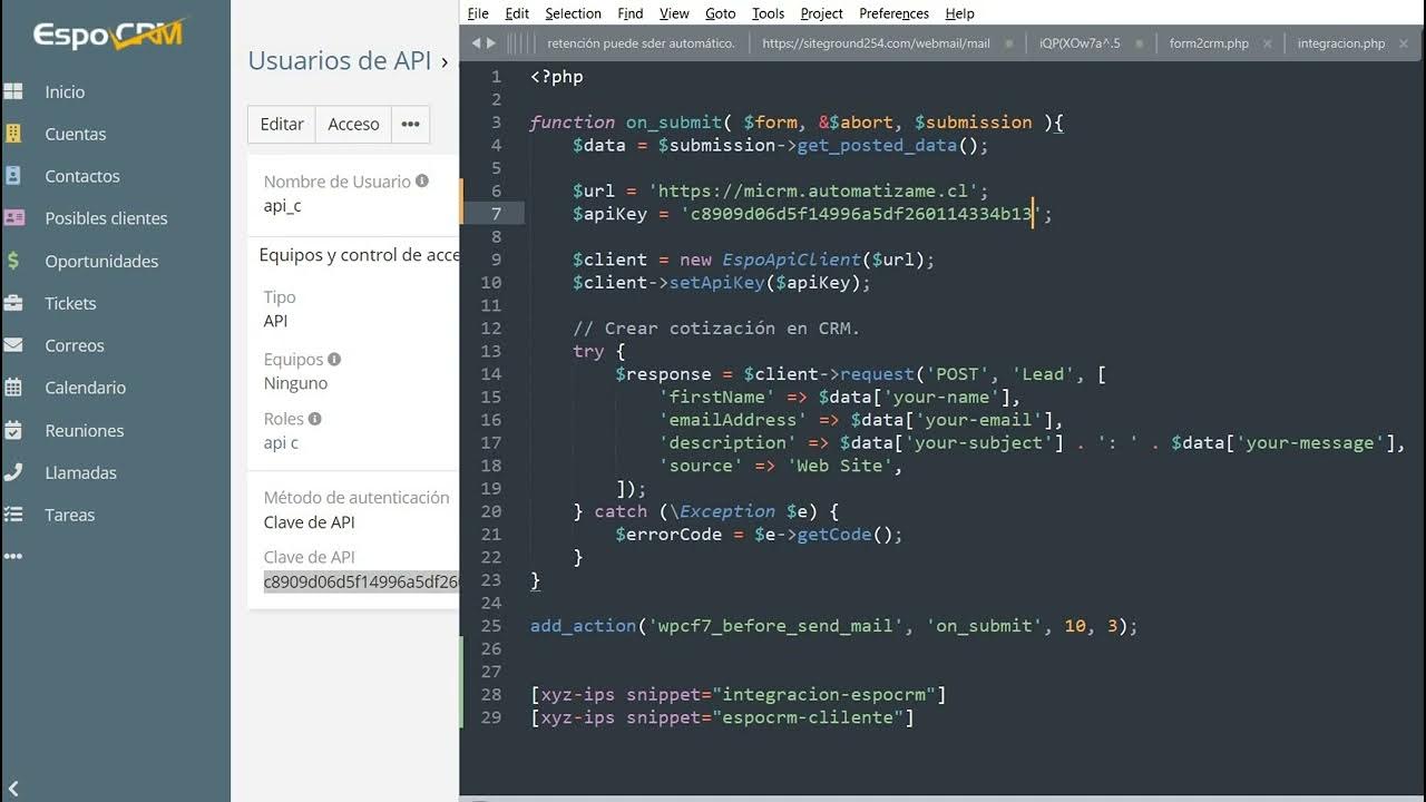 Integración EspoCRM y Wordpress con Contact Form 7 - YouTube