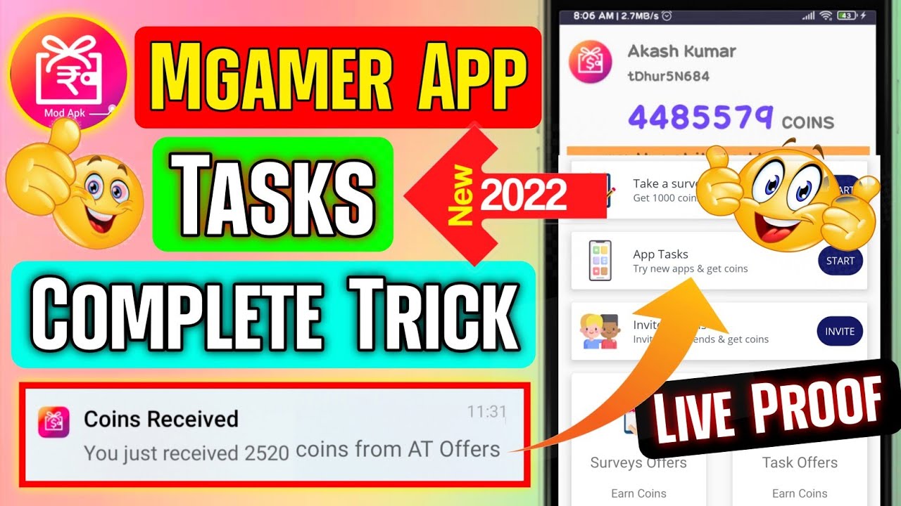 mGamer App Tasks Complete Trick | How To Complete Task In mGamer 2022 ...