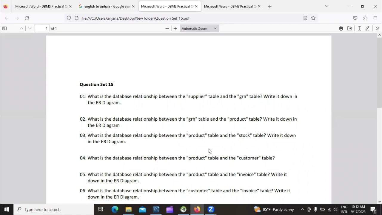 Dbms question set 15 - YouTube