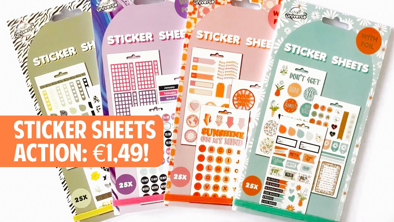 4x Action sticker books: 1,49 euro! Craft Universe sticker sheets 25 x ...