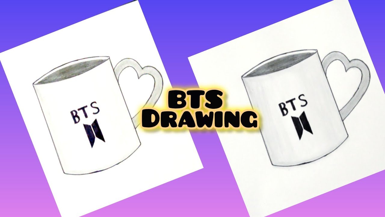 💜ᗷTS 💜 Drawing || How to draw beautiful BTS cup drawing ...