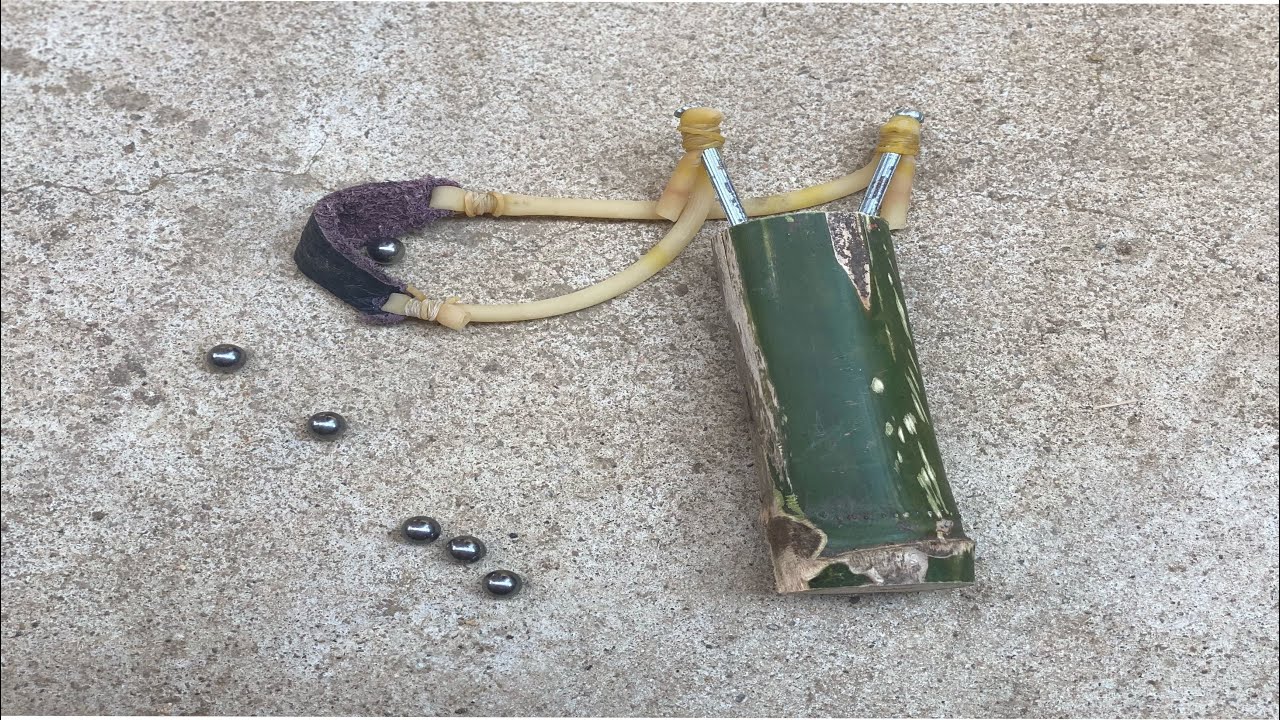 How to make powerful slingshot by bamboo and nail - YouTube