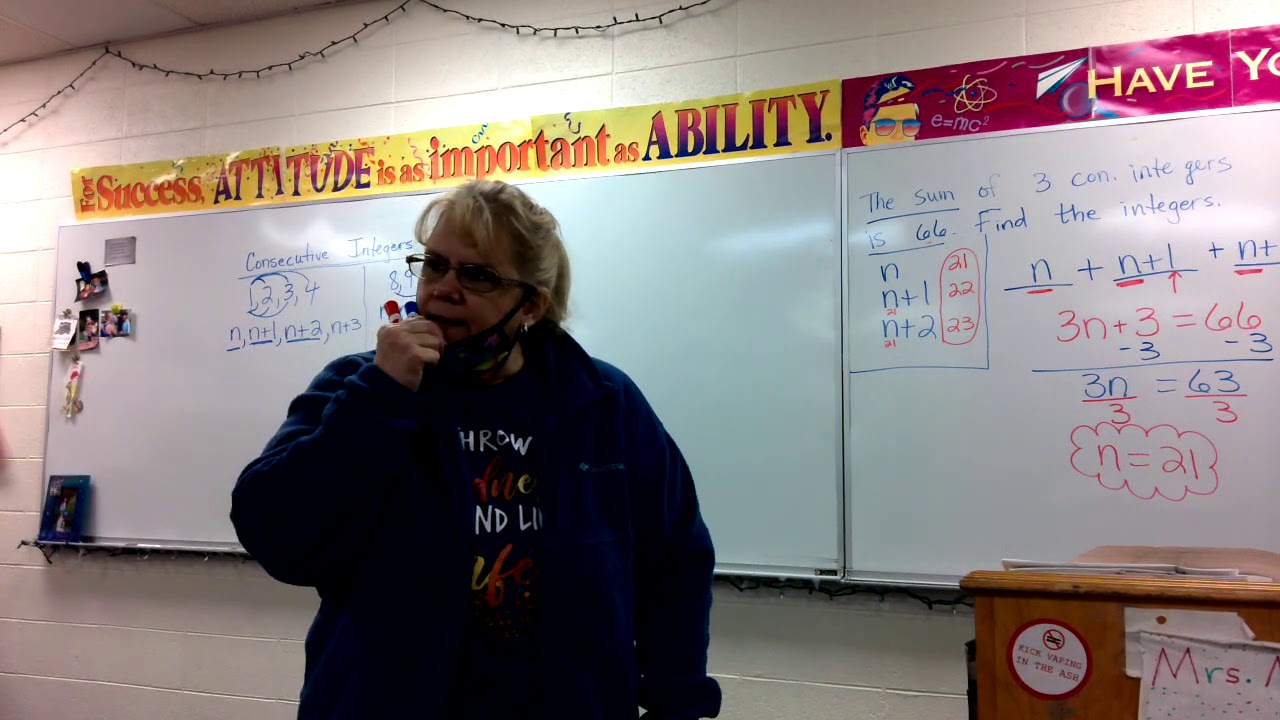 September 8, 2020 Algebra I, Section 2.7 Problem Solving Consecutive ...