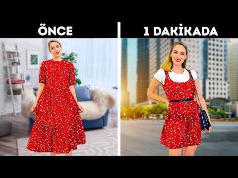 BİR DAKİKADA ESKİ KIYAFETLERİNİZİ GÜZELLEŞTİRİN || YARATICI VE PRATİK KIYAFET DÖNÜŞÜM FİKİRLERİ