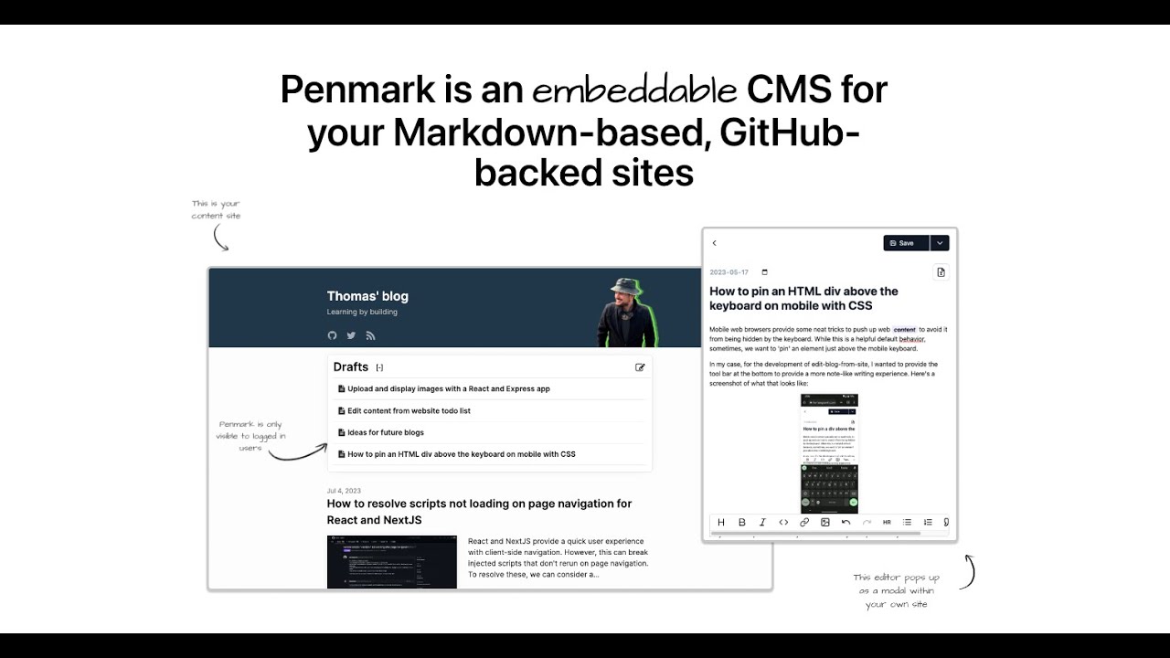 Intro to Penmark (with demo!), an embeddable CMS for your static site ...