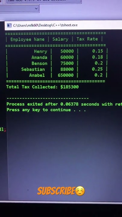 tax collection IDE dev c++#cppprogramming - YouTube