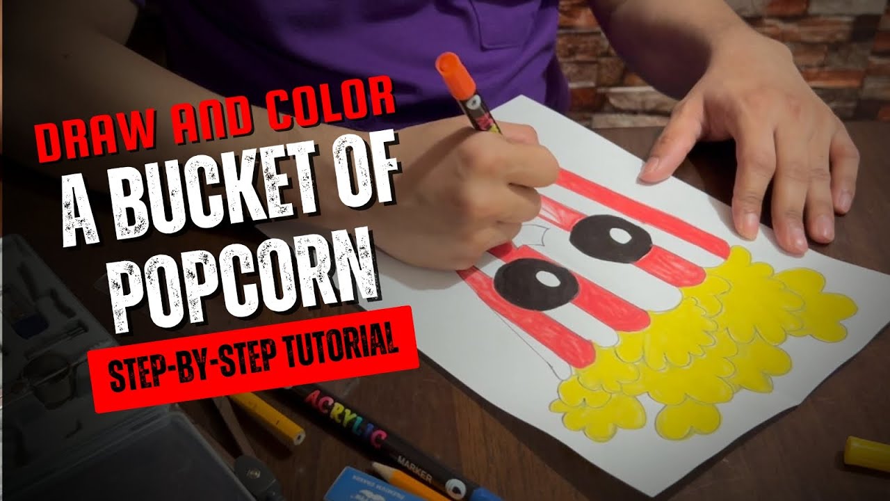 How to Draw and Color a Packet of Popcorn | Easy Step-by-Step Drawing ...