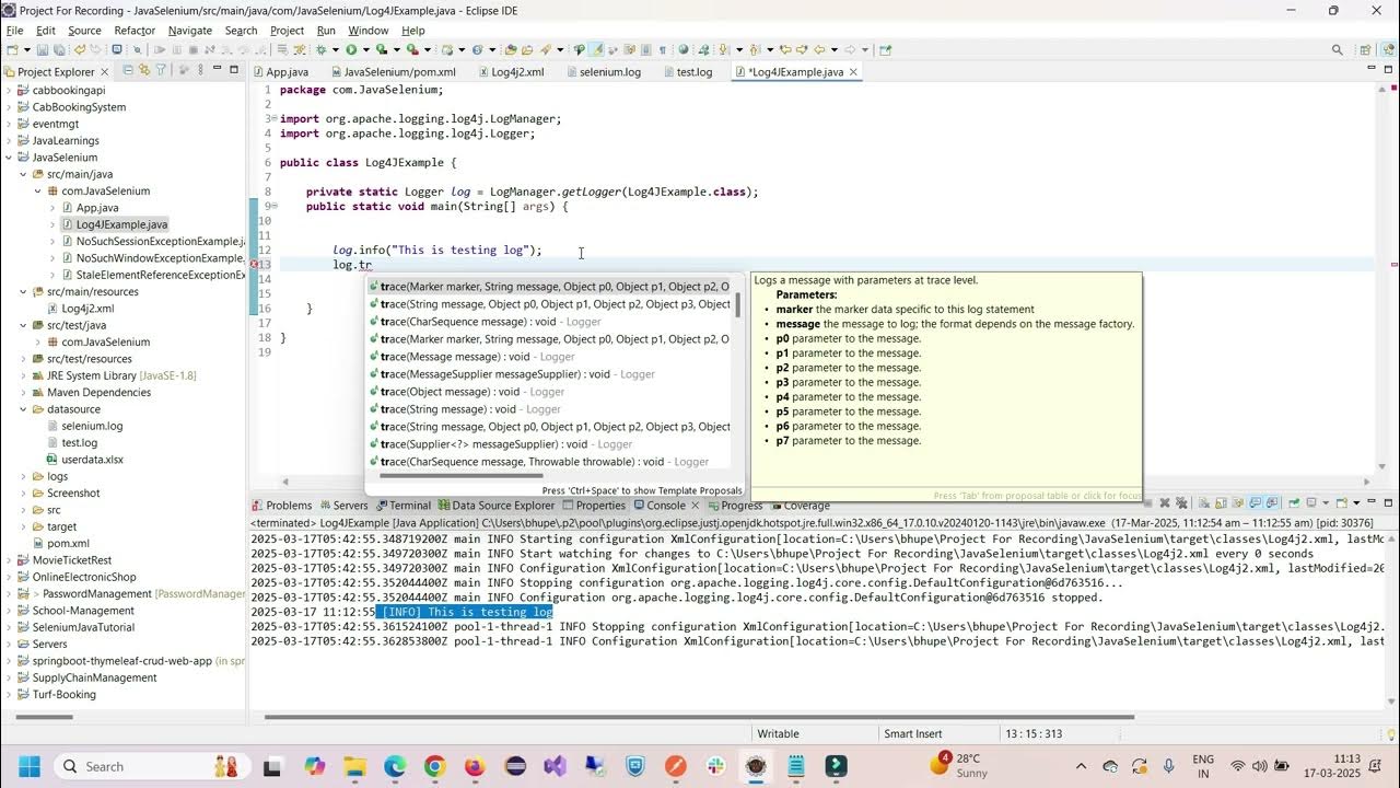 Logging in Selenium Java using Log4j2 | Setup, Configuration, and Example - YouTube