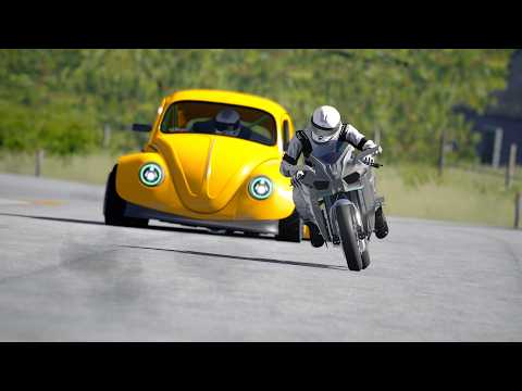 Kawasaki Ninja H2R Supercharged gegen WTGDC Comp Volkswagen Beetle 13B