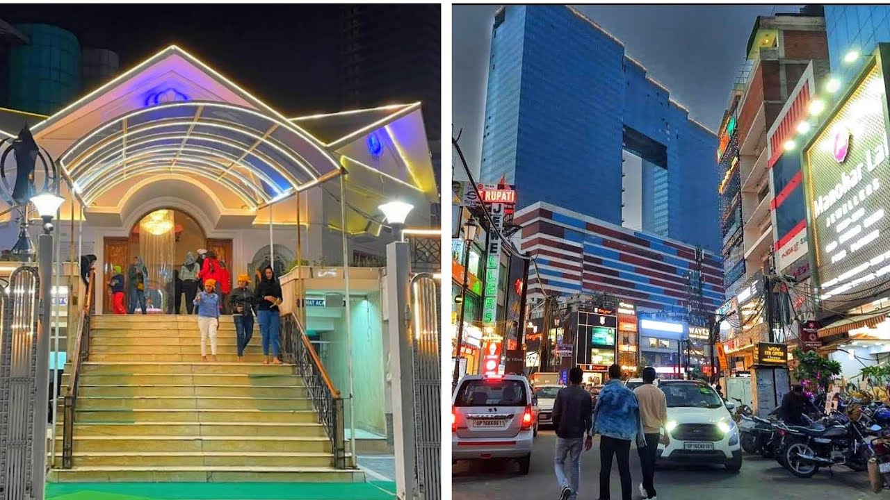 Sector 18 Noida Market Night Walkaround Tour. Noida Nightlife. India ...