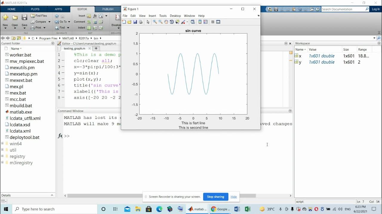 Multiline Axis Title in Matlab Plot by Manaullah - YouTube