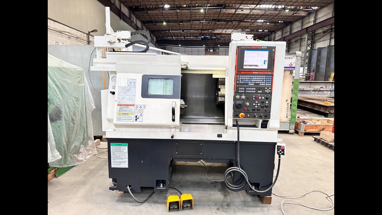 Mazak QTN 150 CNC Lathe with Gantry Loader - YouTube