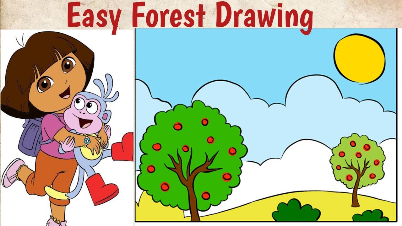 Easy Forest Drawing || step by step || Very easy drawing - YouTube