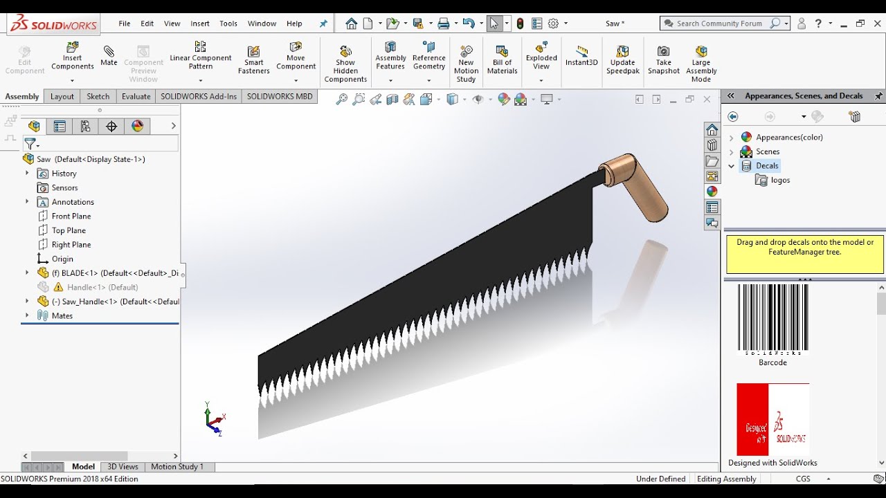 How to design Saw tutorial on solidworks. - YouTube