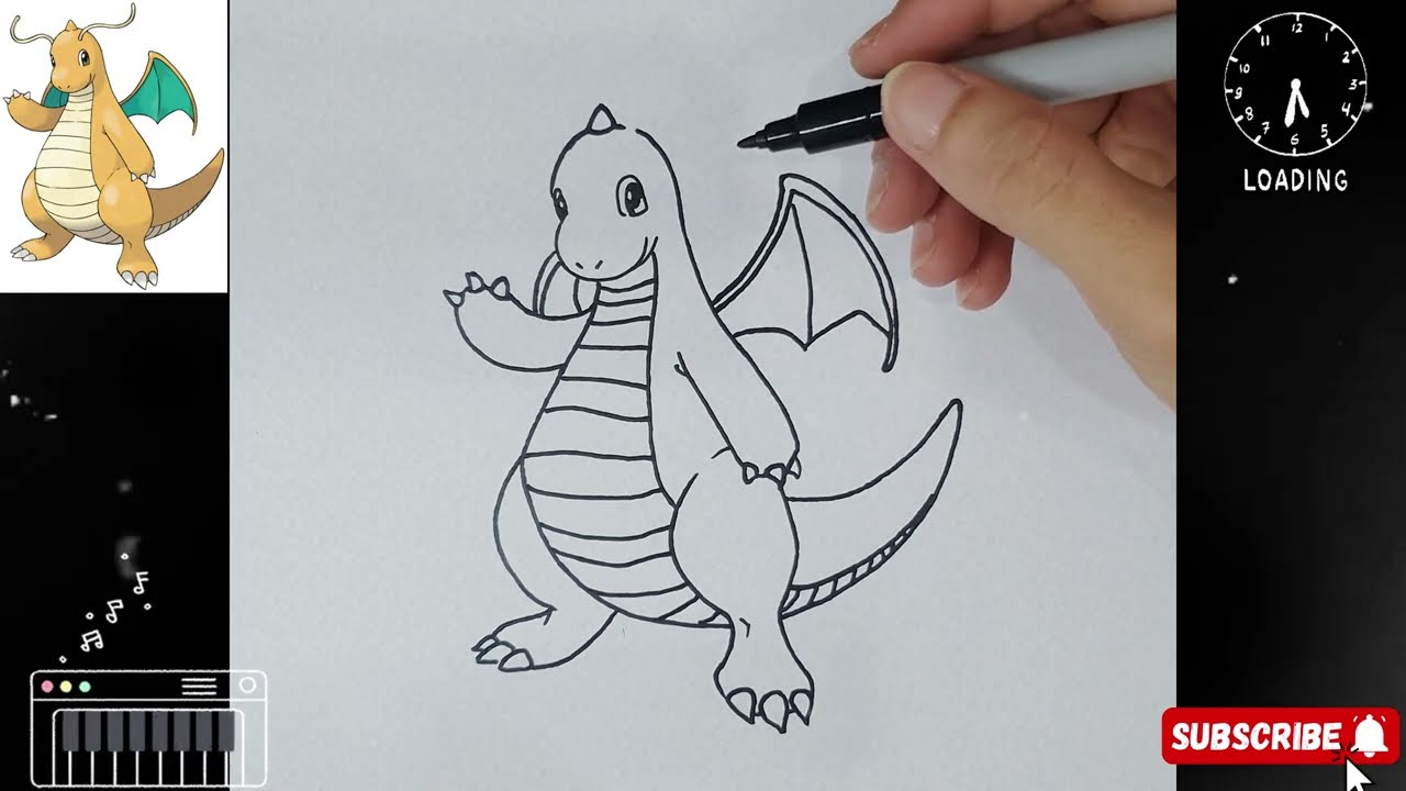 How to draw POKEMON Dragonite step by step - YouTube
