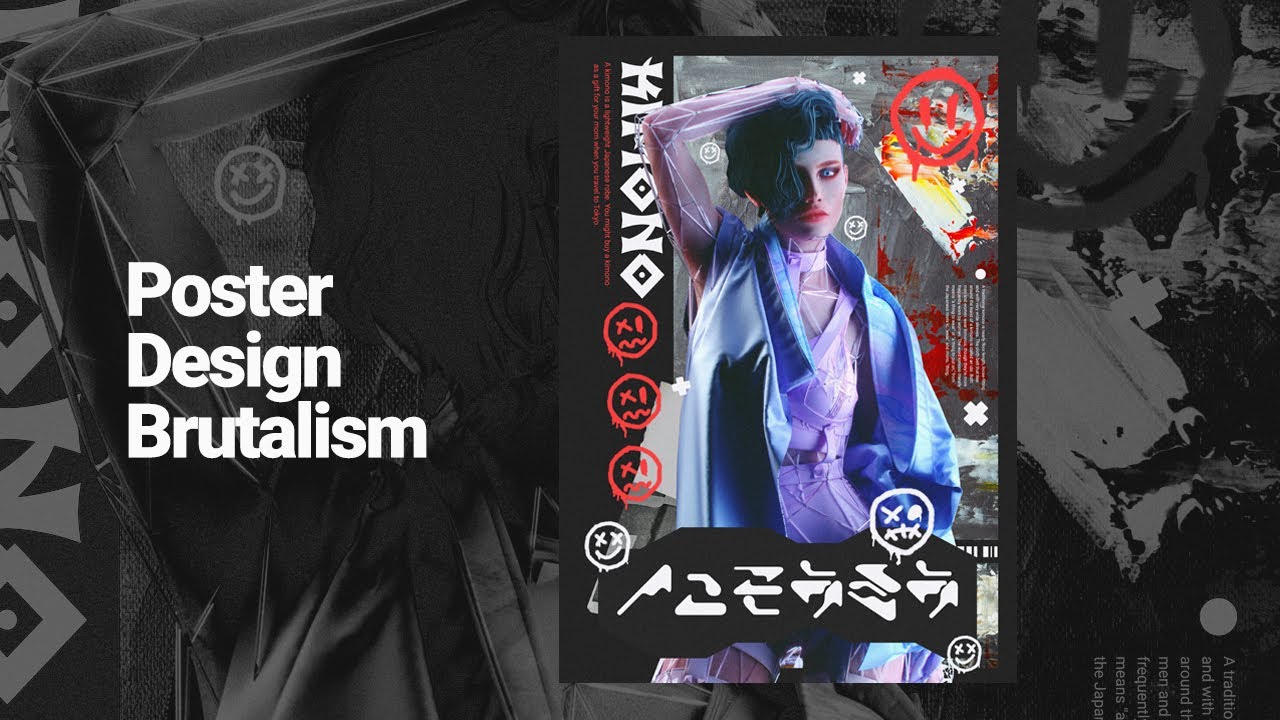 Kimono Character Poster Brutalist - Tutorial Photoshop CC 2023 - YouTube