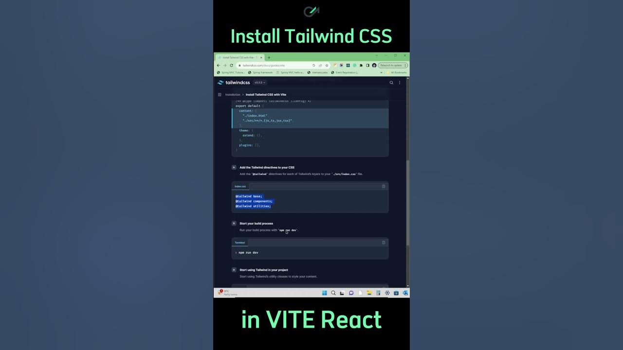 Install tailwind CSS in VITE React - YouTube