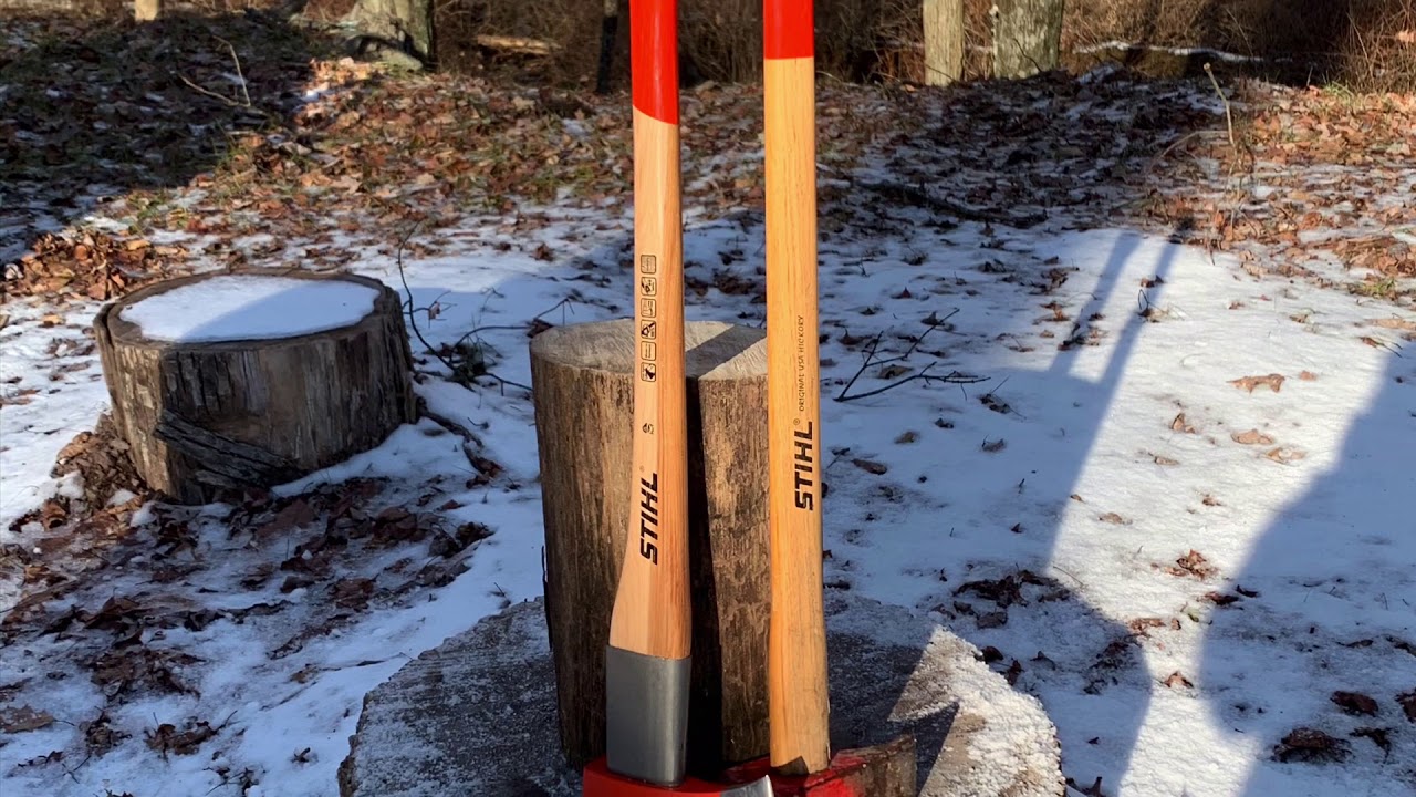 Stihl pro splitting axe $103 VS Stihl woodcutter splitting maul $55 - YouTube