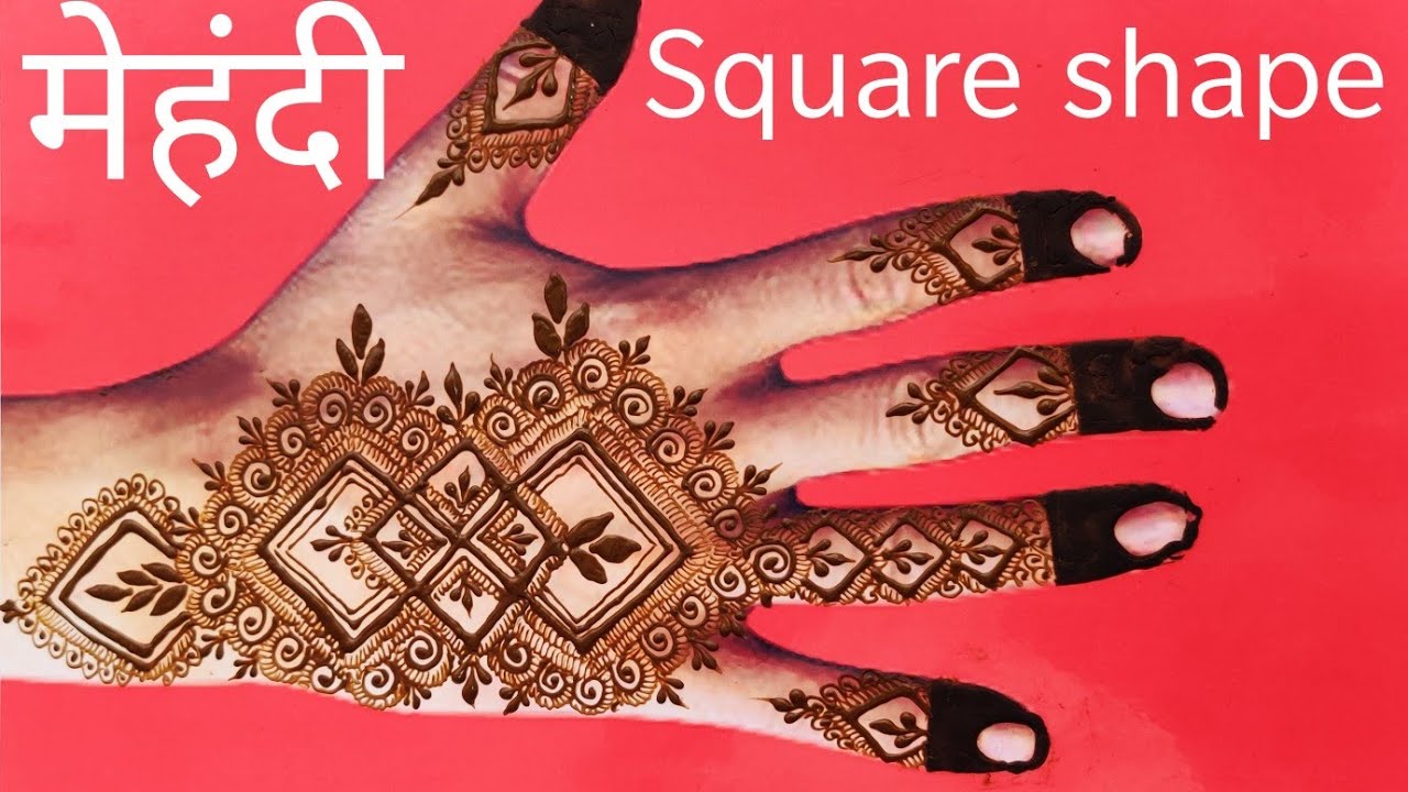 Unique elements square shape jewellery Mehndi design for back hand ...