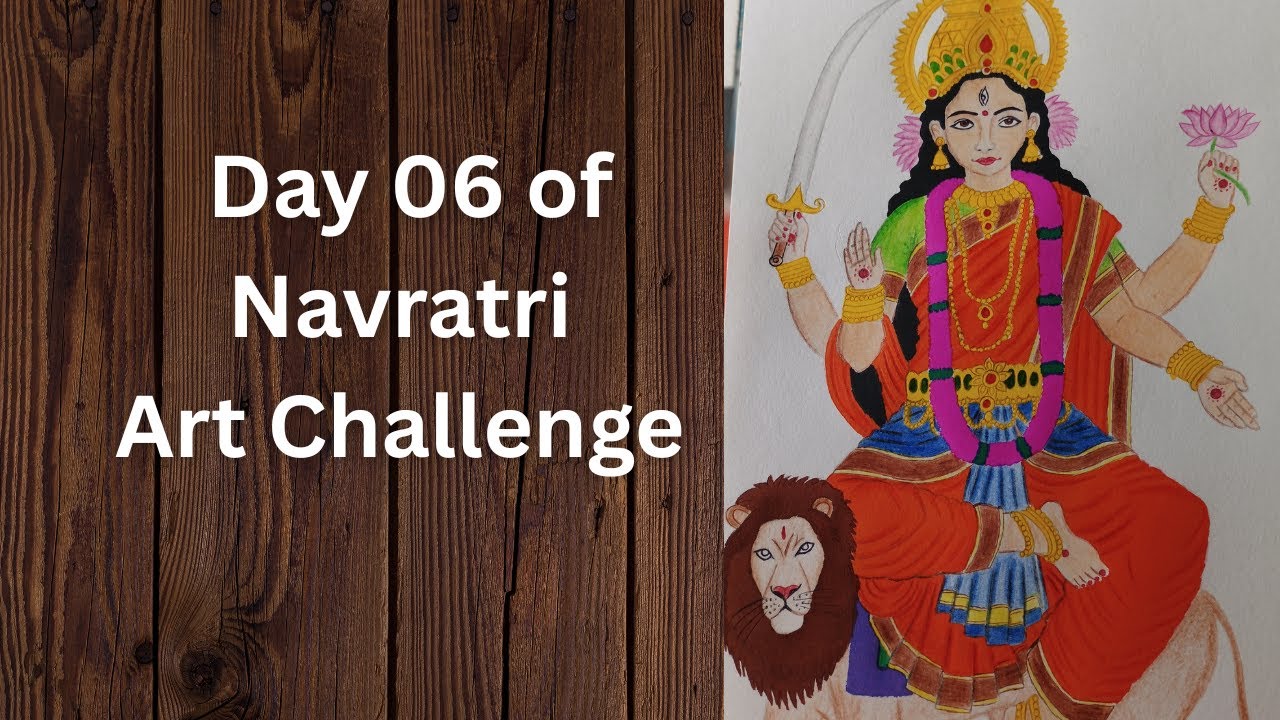 Day 06 of Navratri Art challenge || Maa Katyayani Drawing - YouTube