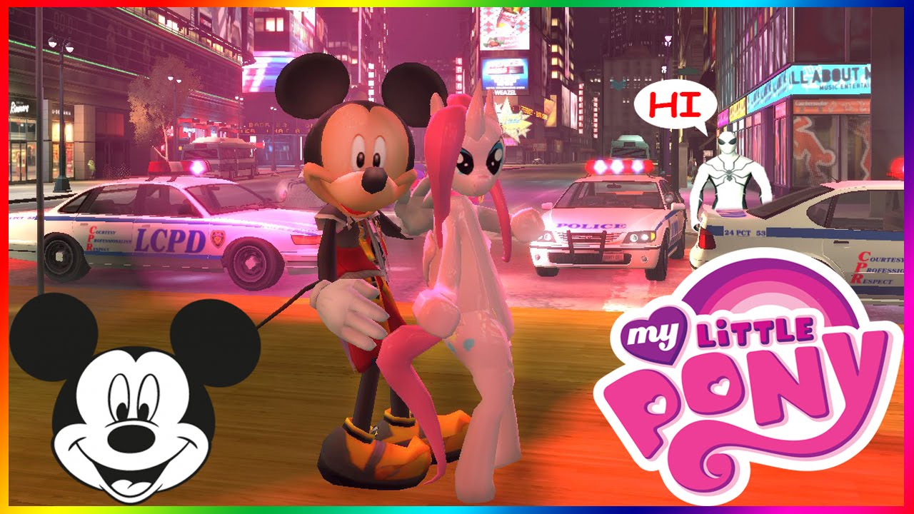 Disney Mickey Mouse and My Little Pony Dancing on the Road Cars ...