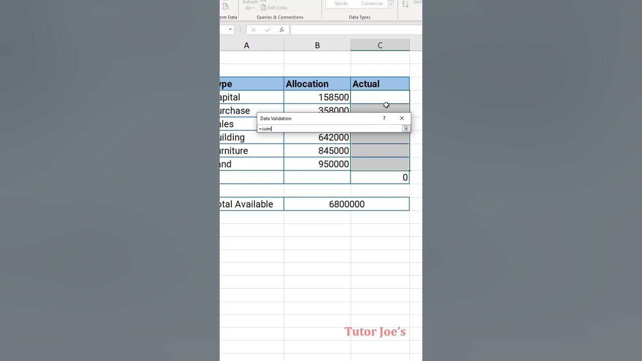 Excel Custom Data Validation A Comprehensive Guide Step By Step Tutor Joes Youtube
