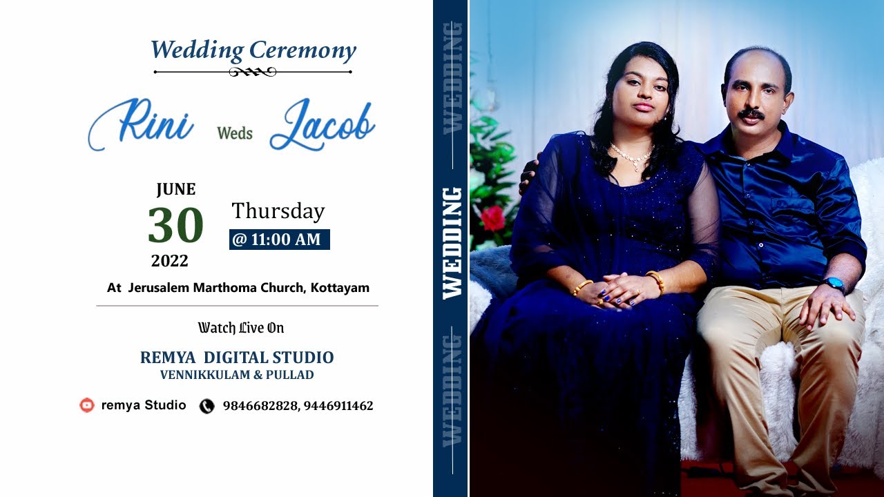RINI 💞 JACOB | WEDDING CEREMONY | JUNE.30 THURSDAY 2022 | REMYA DIGITAL ...