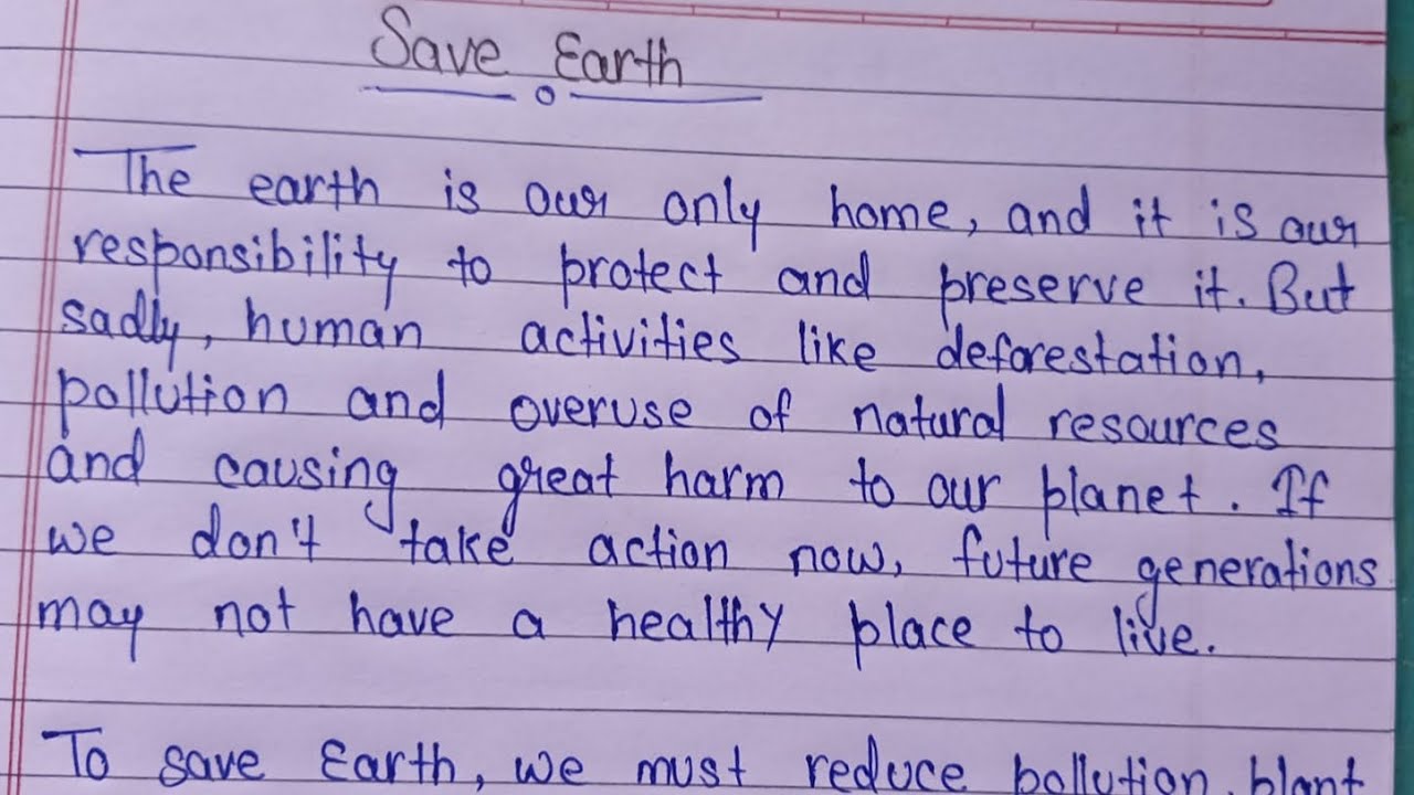 Essay on save earth| short essay in english for students | - YouTube