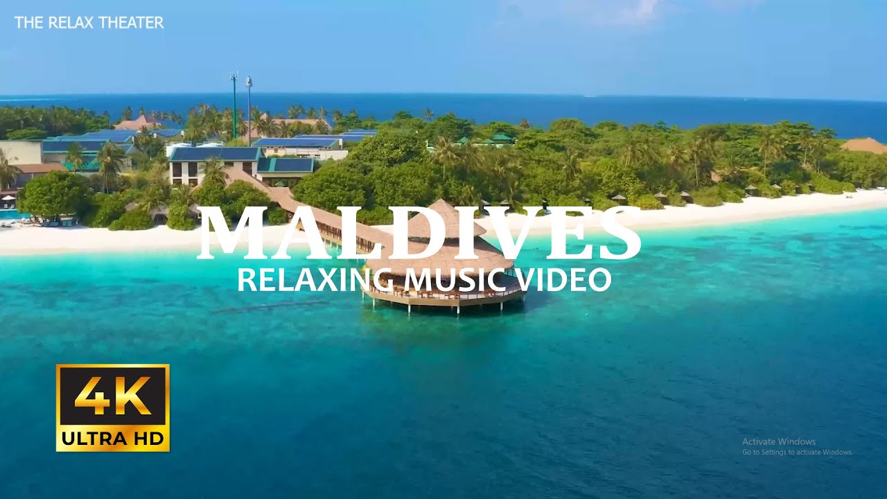 FLYING OVER MALDIVES (4K UHD) - Relaxing Music Along With Beautiful ...