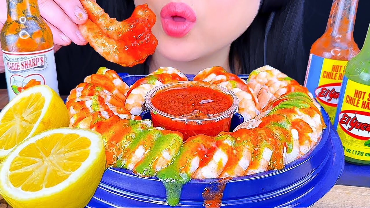 ASMR SUPER SPICY SHRIMP 🦐 40 COUNT!! (EATING SOUNDS) ASMR Phan - YouTube