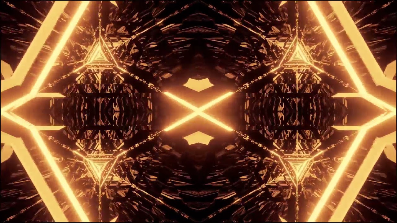Neon Gold Fractal Triangle Tunnel - No Copyright Royalty Free Video ...