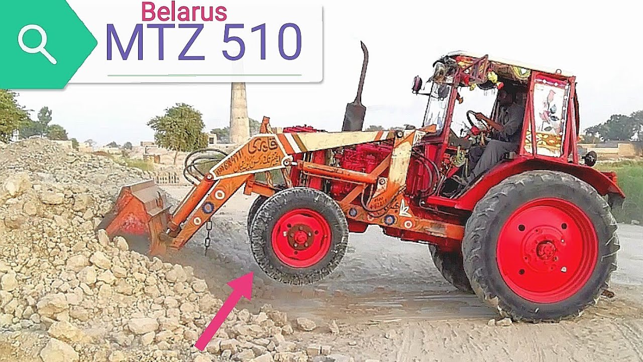 Belarus 510 powerful Amazing tractor hydraulic power show with shovel ...