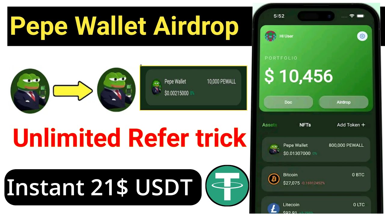 Pepe Wallet Airdrop instant 21$ Proof Instant Sinup bonus 10000 Pewal ...