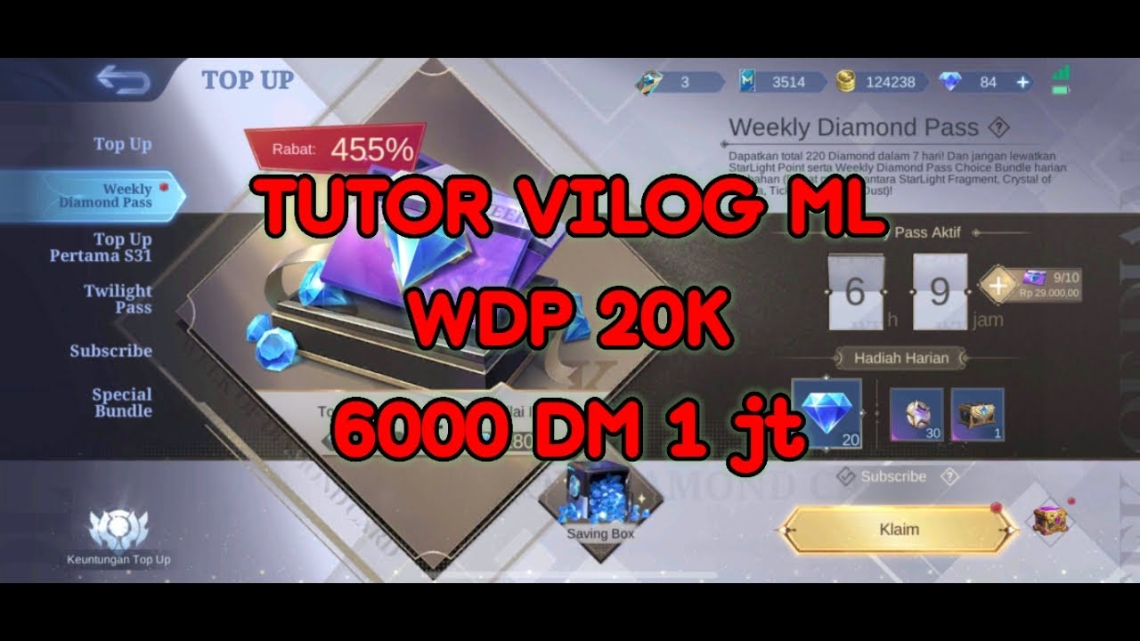 TUTORIAL TERBARU VILOG MOBILE LEGEND 2024 | WDP 20.000 AJA BROO