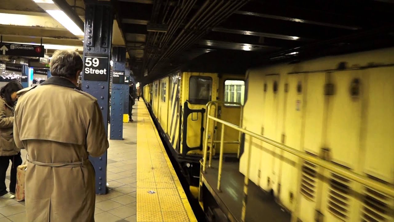 MTA New York City Subway Work Train and Gondolas pass 59 ST - YouTube